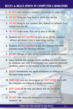 Rules & Regulations In Computer Laboratory - Progressive Scientific Sdn ...