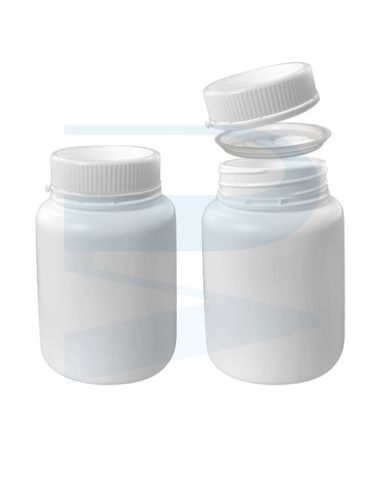 Bottle Wide Neck, HDPE, Round, w/White Lock ScrewCap & Insert ...